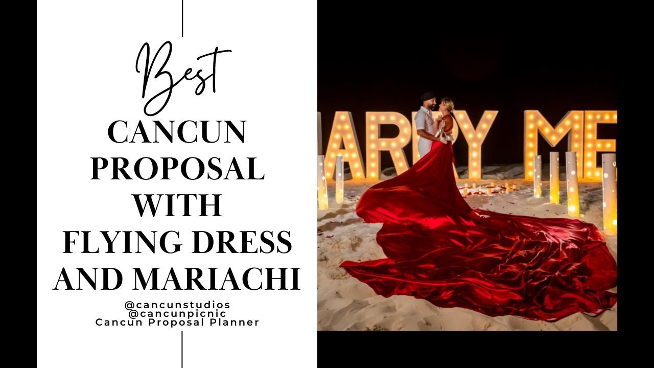 Best Cancun Proposal with Flying dress and Mariachi - Xcaret Photographers
